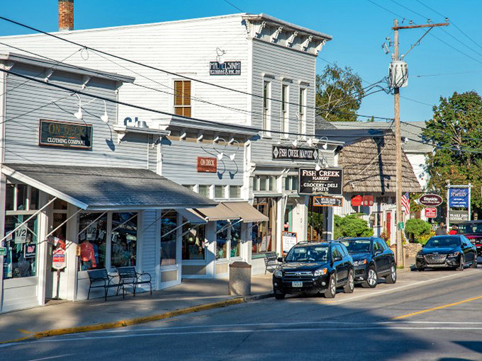 Classic Door County architecture lines Main Street, where historic buildings house modern treasures and yesterday's charm meets today's comforts.