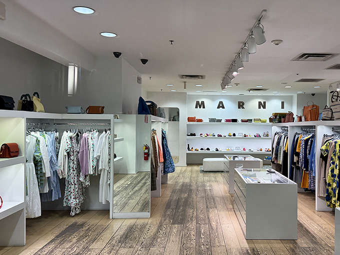 Marni's minimalist aesthetic extends to its store design&mdash;clean lines, natural wood floors, and enough white space to make your wallet feel lighter.