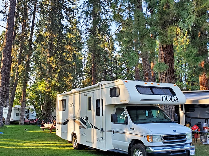 RV enthusiasts find paradise among the pines, where "roughing it" still includes Wi-Fi and mountain views better than any screensaver.