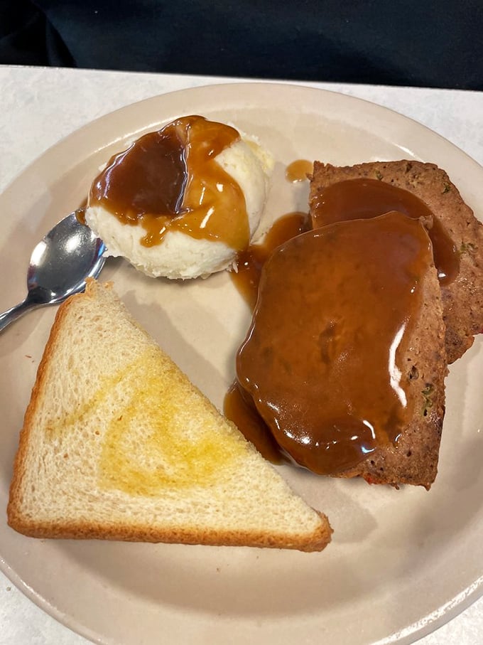 Meatloaf and mashed potatoes &ndash; the comfort food equivalent of a warm blanket on a cold day. Gravy that deserves its own fan club.