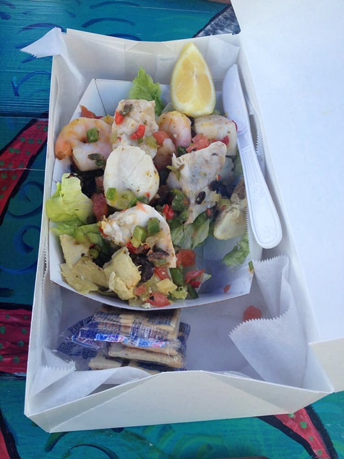 A seafood salad that makes eating healthy feel like cheating. Fresh catches mingling with veggies in perfect harmony.