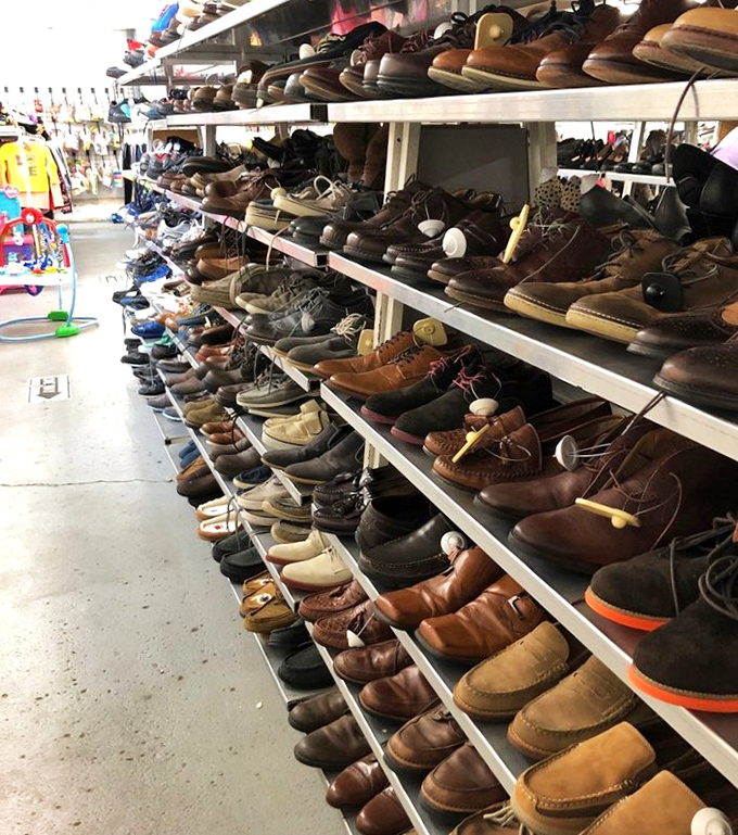 Men's footwear lined up like soldiers ready for inspection. These pre-loved leather companions have stories to tell and miles left to walk.