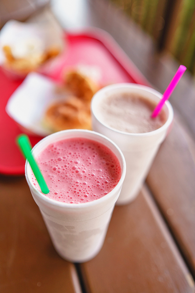 Milkshakes so thick they laugh at straws. One strawberry, one chocolate&mdash;both capable of making you postpone all afternoon plans for just one more sip.