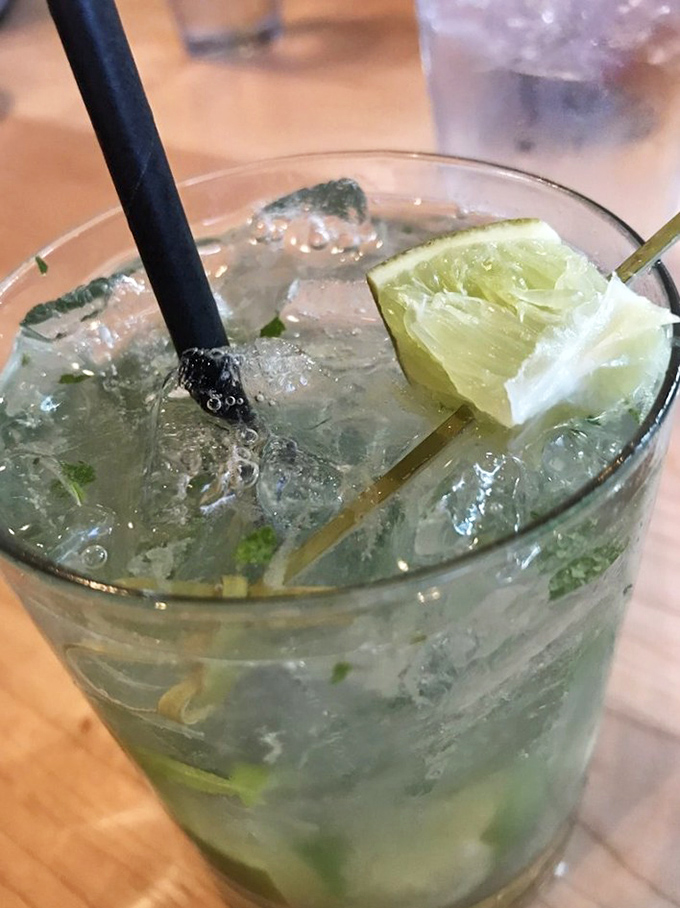 A mojito that looks refreshing enough to make you forget it's still technically winter in Indiana.