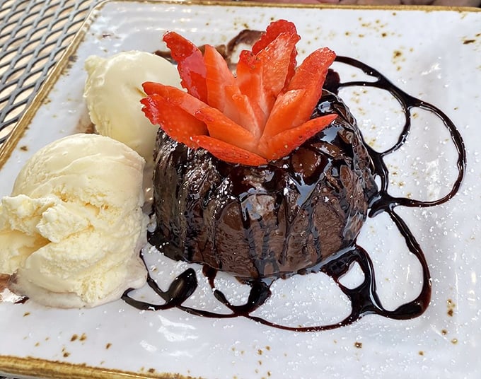 This chocolate lava cake doesn't just ooze &ndash; it erupts with molten goodness, proving dessert for breakfast is sometimes the only rational choice.