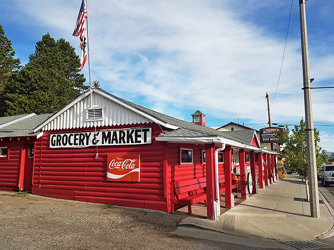 The fire-engine red Mono Market stands ready to provision your adventures with that perfect blend of necessity and nostalgia.