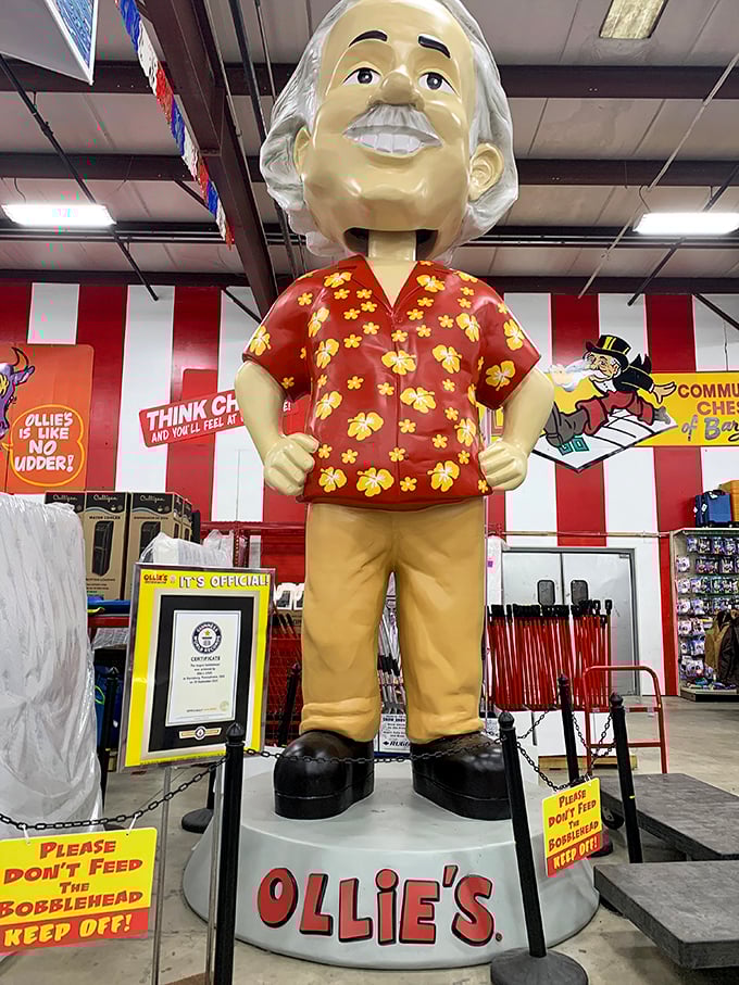 Meet the unofficial mayor of bargain town. This larger-than-life mascot stands guard over the deals with a smile that says, "I told you so."