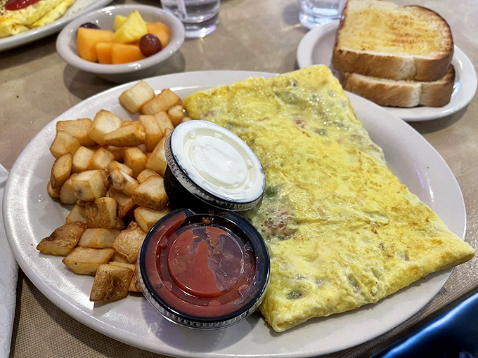 An omelet so perfectly executed it makes you wonder if there's a French-trained chef hiding behind that diner counter.