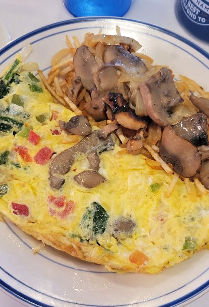 This isn't just an omelet &ndash; it's a vegetable garden wrapped in eggs with mushrooms and home fries that could convert a devoted cereal eater.