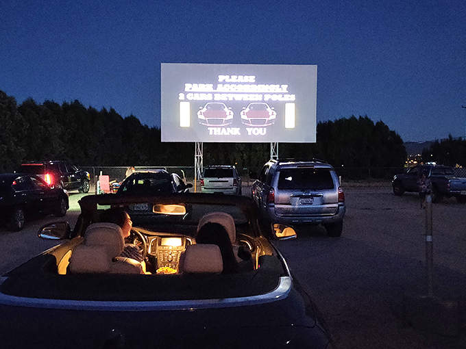 "Please park accordingly"&mdash;drive-in etiquette hasn't changed since the days of poodle skirts and leather jackets.