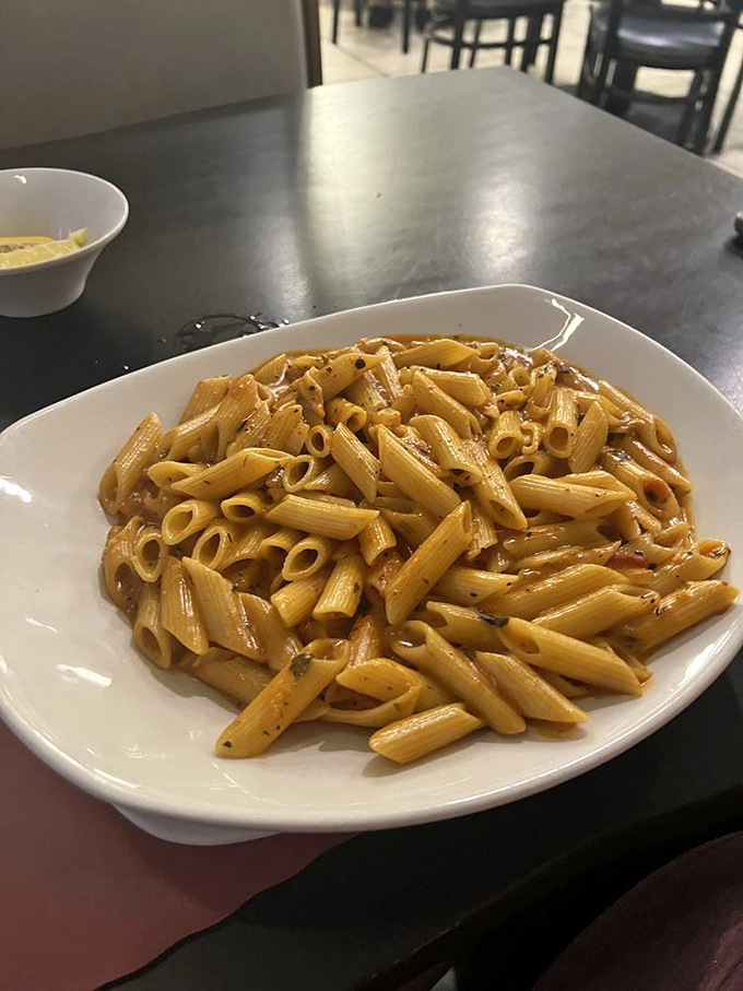 Pasta that proves Italian-American diner cuisine deserves respect&mdash;simple, satisfying, and exactly what you want when comfort is the priority.