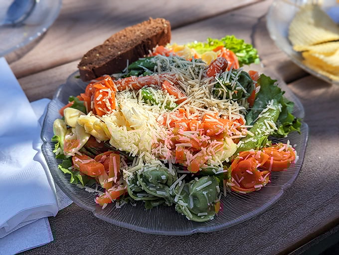 Even their salads look like celebrations. Fresh ingredients arranged with the kind of care usually reserved for birthday presents.