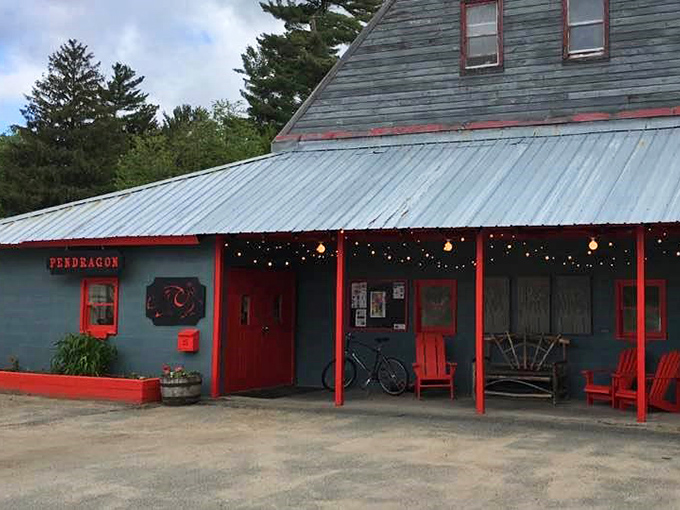 Pendragon Theatre: where Broadway-caliber drama meets Adirondack authenticity. Those red accents aren't just paint—they're exclamation points on the local arts scene.