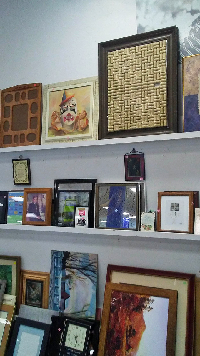 Wall art that tells a thousand stories. From quirky clown paintings to cork art, someone's former decor becomes your next statement piece.