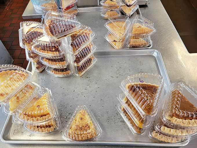 Pie paradise awaits! These triangular treasures promise the kind of fruit-filled happiness that no trendy dessert can replicate.