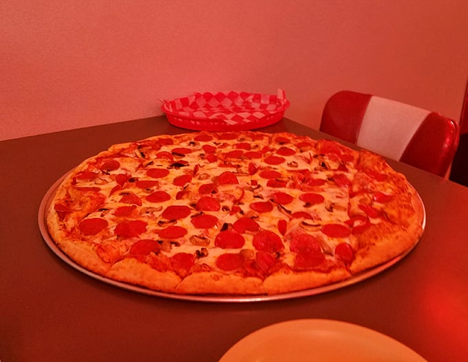 Pizza perfection in its most classic form &ndash; a sea of pepperoni islands on a cheese ocean that makes you remember why the simple things in life are often the best.