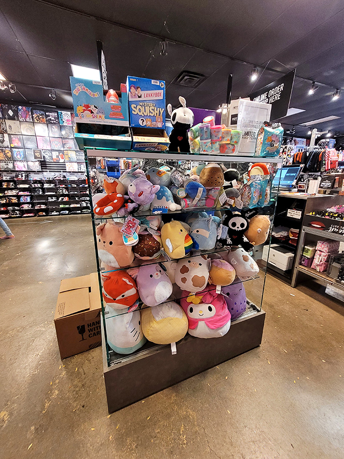 Plushie paradise! These cuddly creatures wait patiently for someone to take them home, like an adoption center for fabric friends.