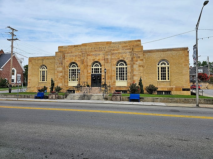 The stately Post Office building stands as a testament to an era when public architecture was designed to inspire civic pride.