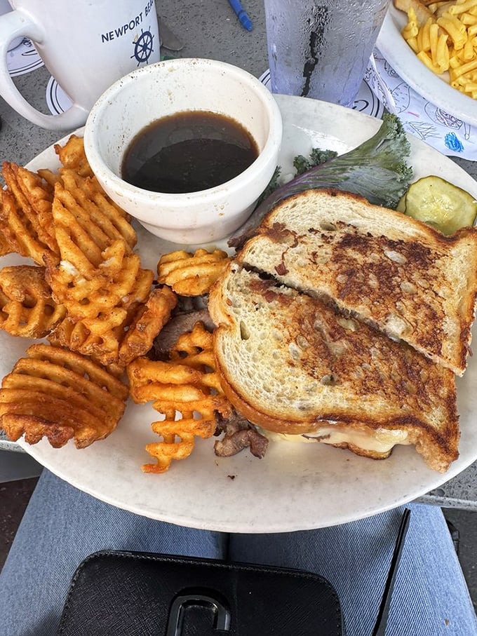 The French dip's sophisticated cousin&mdash;a perfectly grilled sandwich with waffle fries that makes lunch feel like a special occasion.