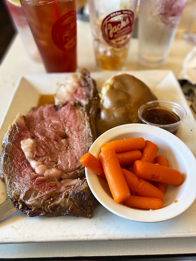 Prime rib cooked to that perfect rosy medium&mdash;the kind that makes vegetarians momentarily question their life choices.