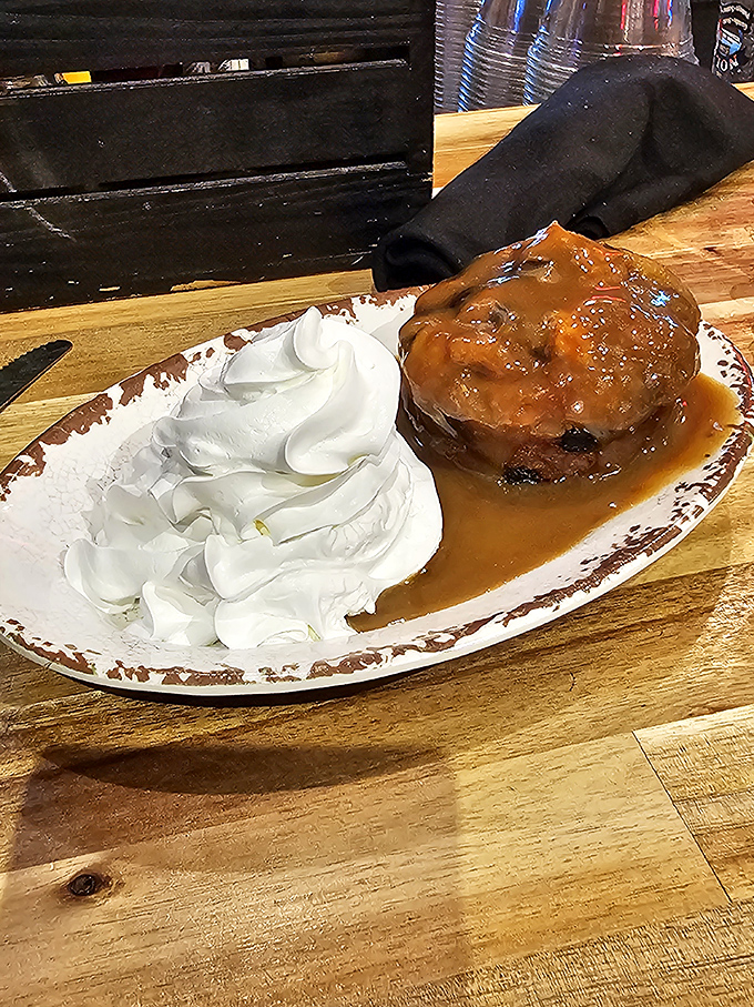 Bread pudding with bourbon sauce: where yesterday's bread meets today's indulgence for tomorrow's fond memories.