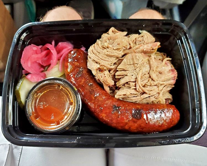 The BBQ sampler that makes decision-making obsolete. Why choose between pulled pork and sausage when you can have this beautiful marriage?