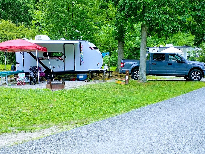 Camping with comfort&mdash;where you can enjoy nature's splendor without sacrificing your morning coffee or evening shower.