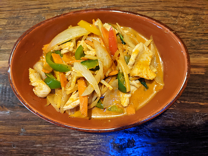 This isn't just curry&mdash;it's a sunset in a bowl, with vegetables and chicken swimming in a sauce worth bottling and taking home.