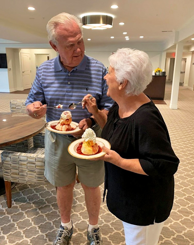 Dessert is always better when shared. These residents know that the secret ingredient to any good meal is the company you keep.