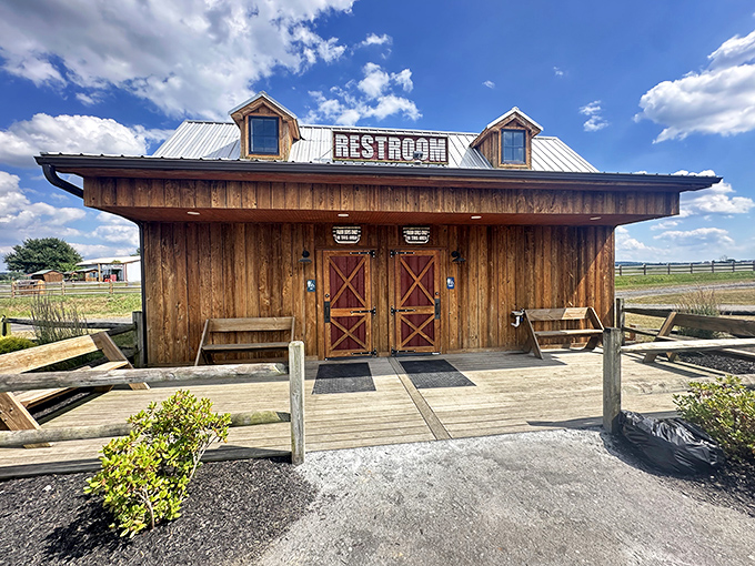 Even the restrooms at Cherry Crest embrace farm charm&mdash;possibly the only outhouse-styled facilities you'll actually look forward to visiting.