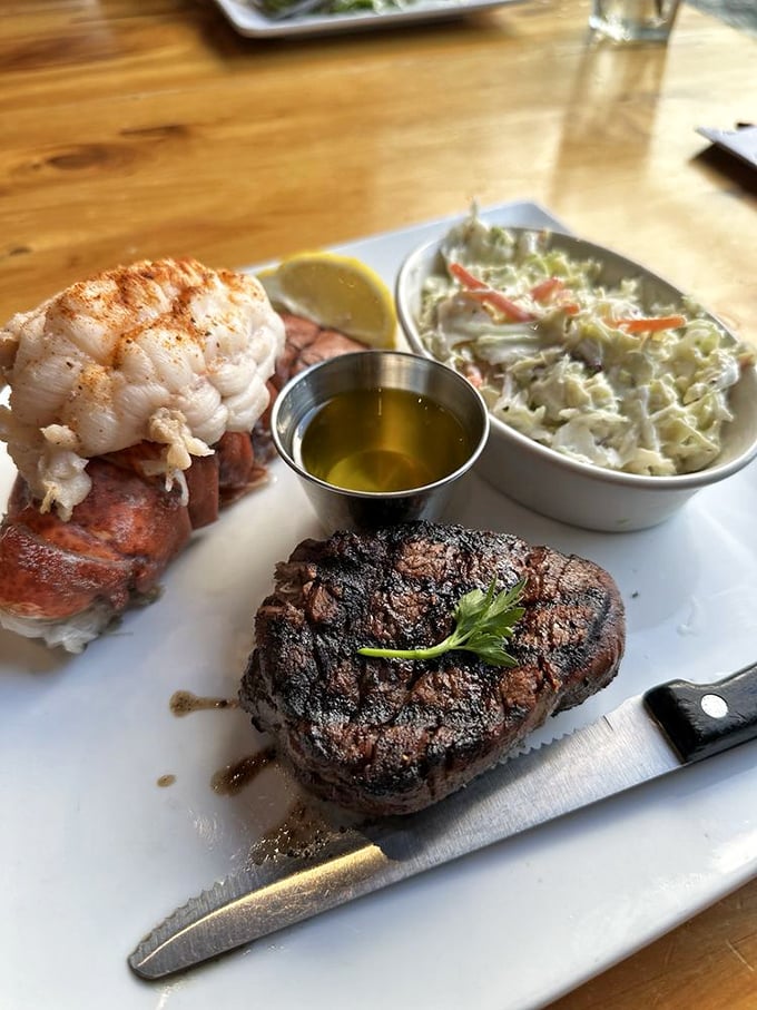 Surf meets turf in this plate of pure indulgence. That lobster tail isn't just a garnish&mdash;it's a co-star in this delicious drama.
