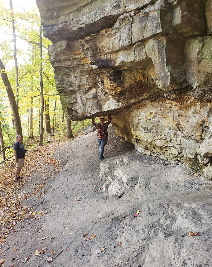 Atlas on vacation &ndash; testing your strength against million-year-old rock formations is a Turkey Run tradition that never gets old.