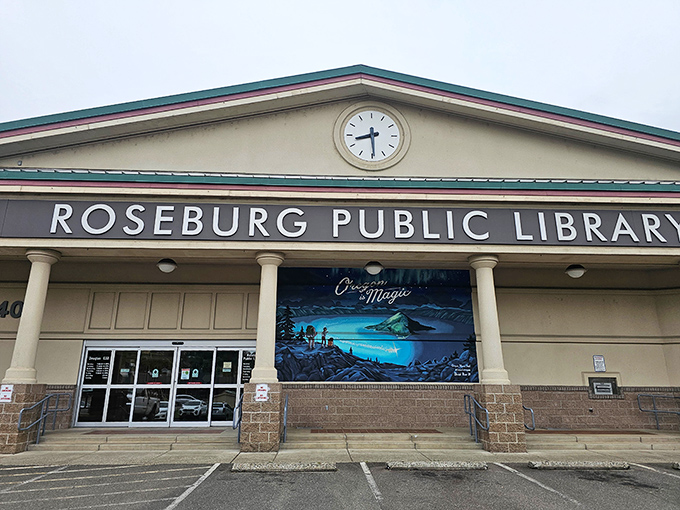 The Roseburg Public Library: where "Shhh!" meets "Ocean Magic" and everyone's invited to the conversation.