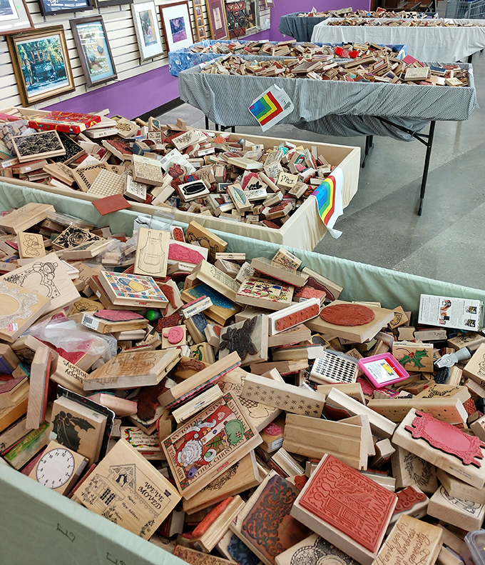 Rubber stamp heaven for crafters! Like an analog version of Photoshop filters, each one waiting to transform blank paper into personality.