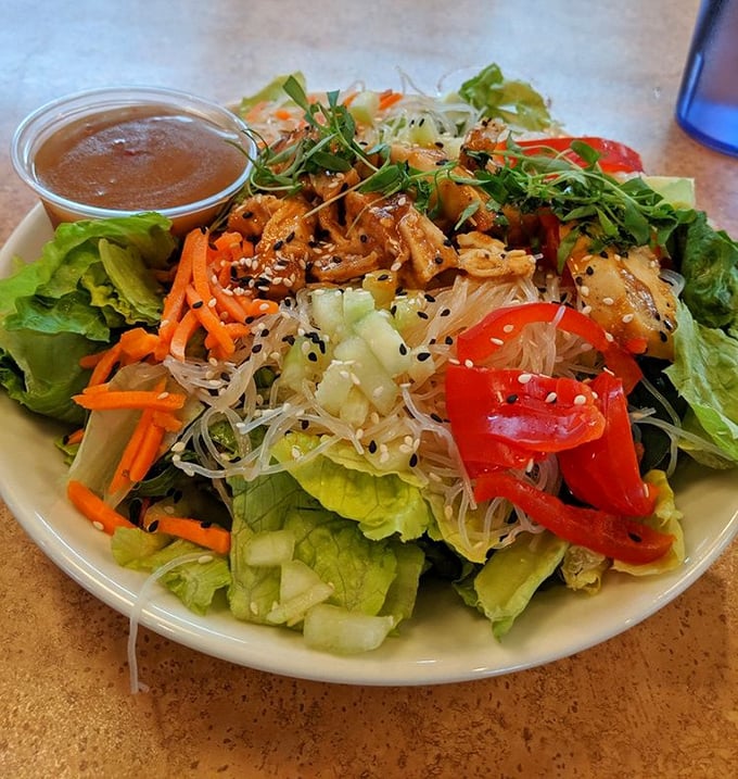 Even salads get the star treatment here. This vibrant assembly proves healthy eating doesn't have to feel like punishment.