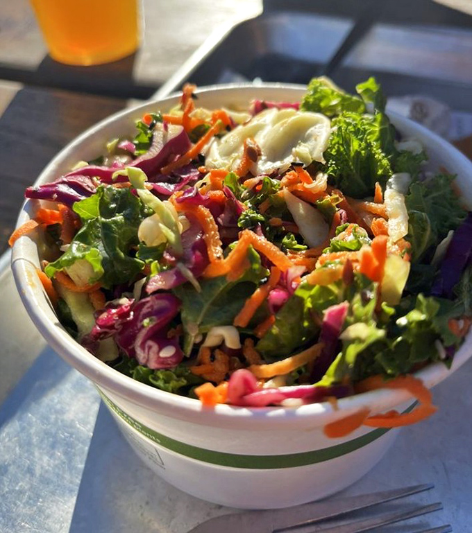 A vibrant slaw that proves vegetables deserve respect too &ndash; the perfect palate cleanser between bites of seafood that somehow manages to never feel like punishment.