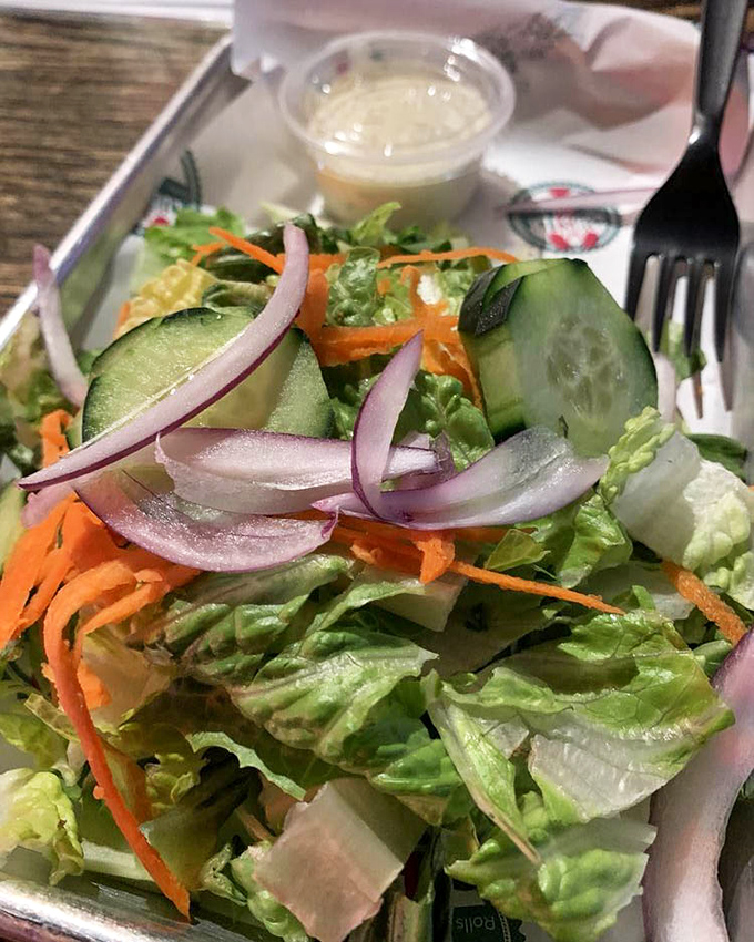 Even the salad gets the California treatment &ndash; crisp, colorful, and making you feel virtuous before diving back into seafood indulgence.