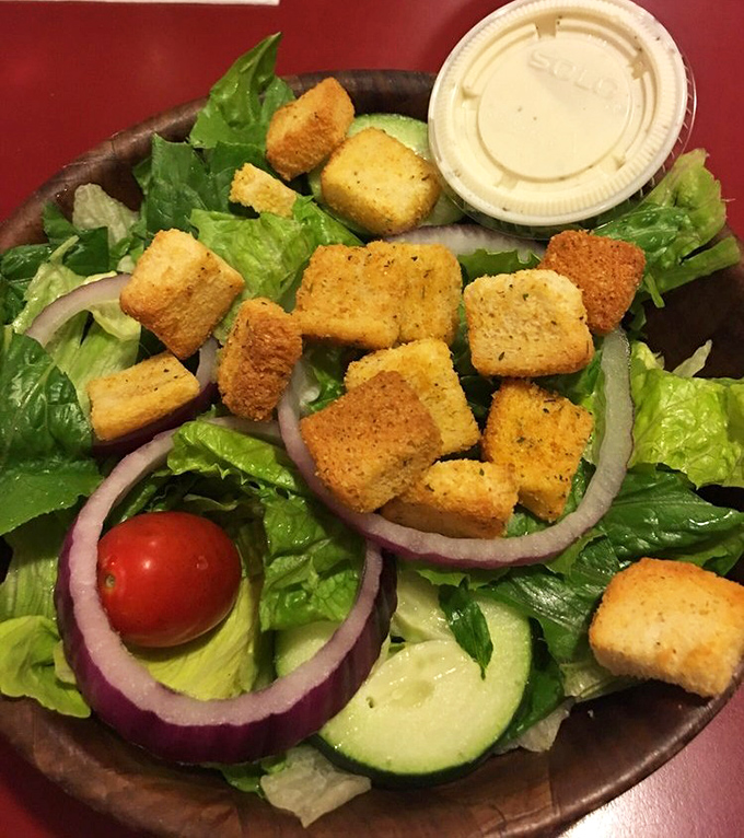 Even the garden gets special treatment here &ndash; crisp greens, vibrant vegetables, and golden croutons that crunch like autumn leaves.