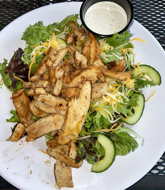 This isn't just a chicken salad&mdash;it's a protein-packed garden party where grilled chicken mingles with fresh veggies and a creamy dressing plays host.