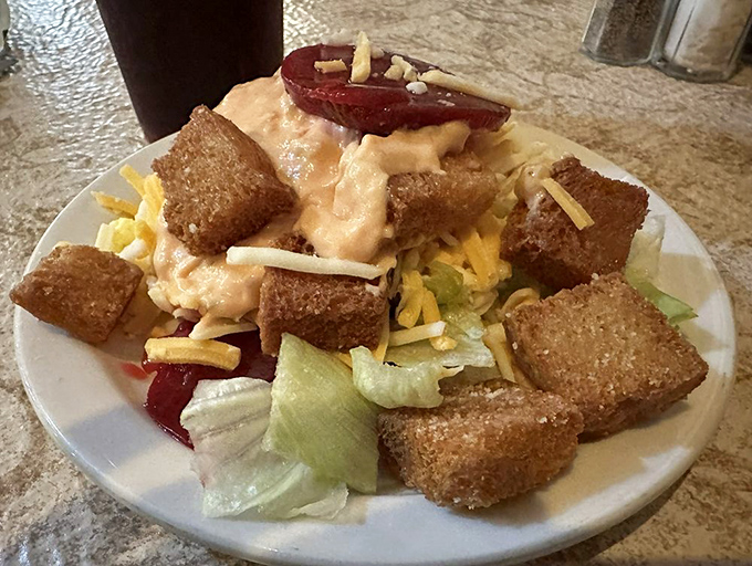 A salad that makes you question if vegetables can be comfort food too&mdash;spoiler alert: when topped with croutons and dressing, absolutely yes.