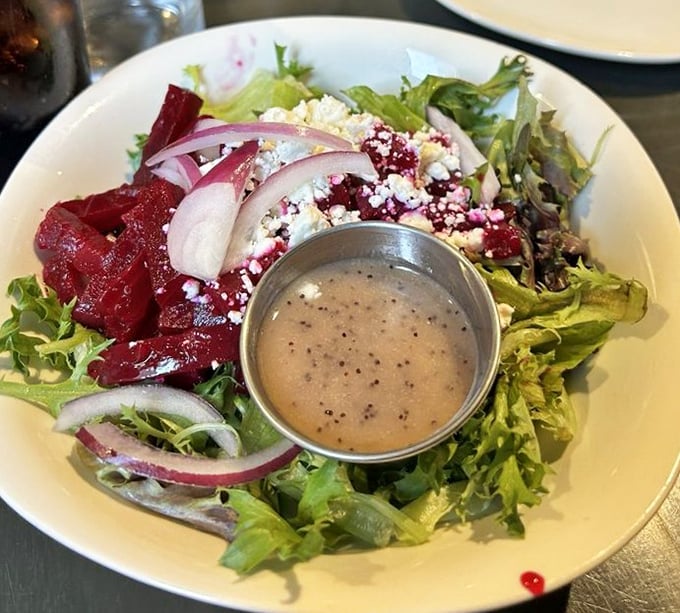 A beet and goat cheese salad that proves vegetables can be the main character&mdash;roasted ruby gems playing perfectly against tangy cheese.