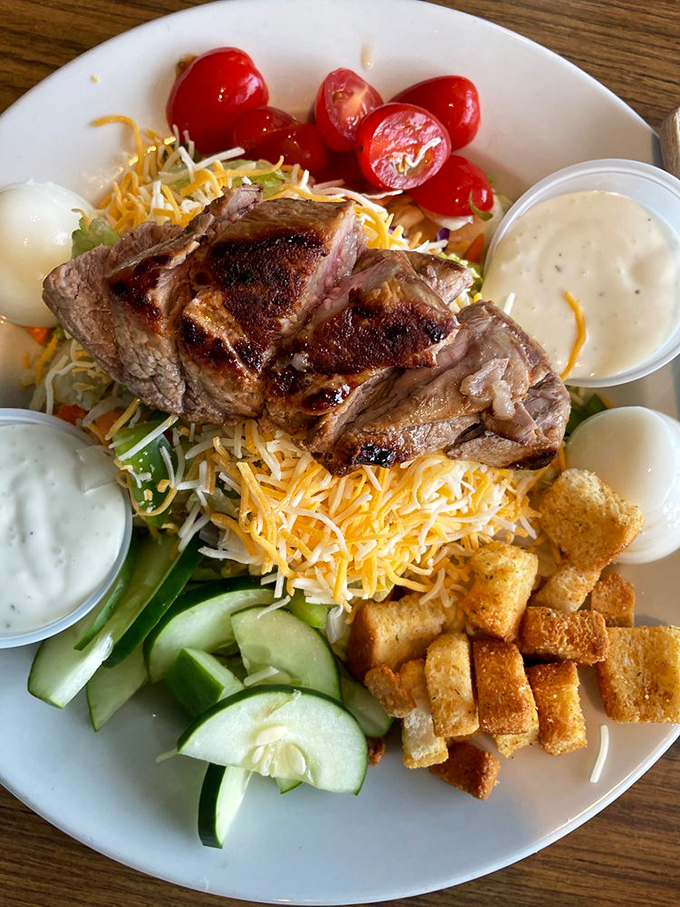 A salad that doesn't apologize for being exactly what you need &ndash; crisp, colorful, and generous enough to count as actual food.