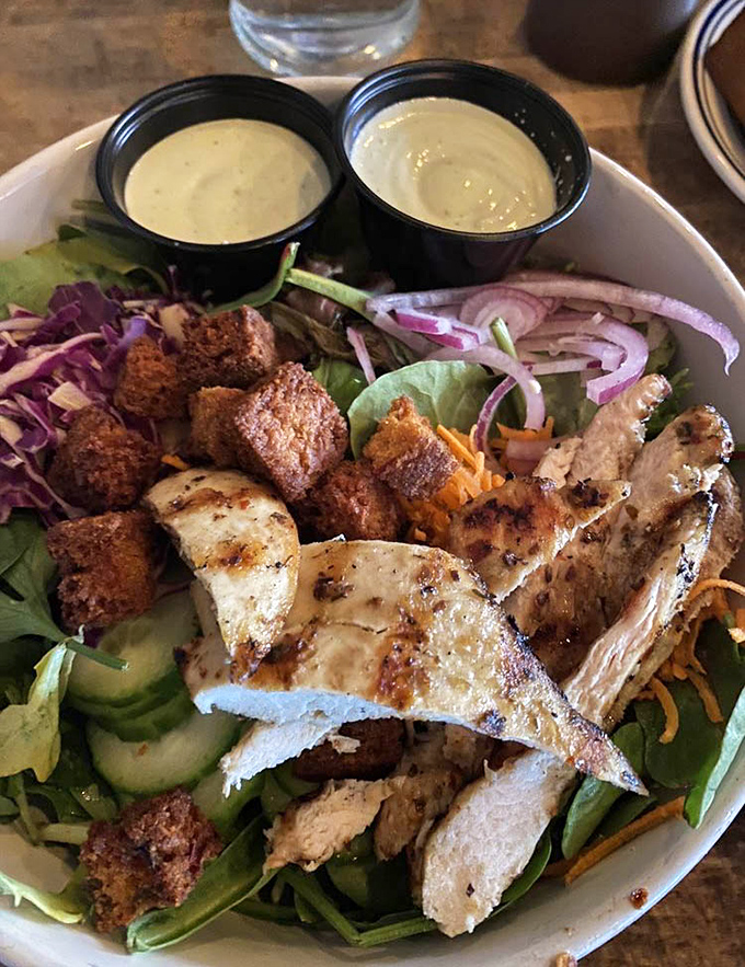 Even the salads get the Walter's treatment &ndash; grilled chicken, fresh veggies, and croutons that didn't come from a box sometime last century.