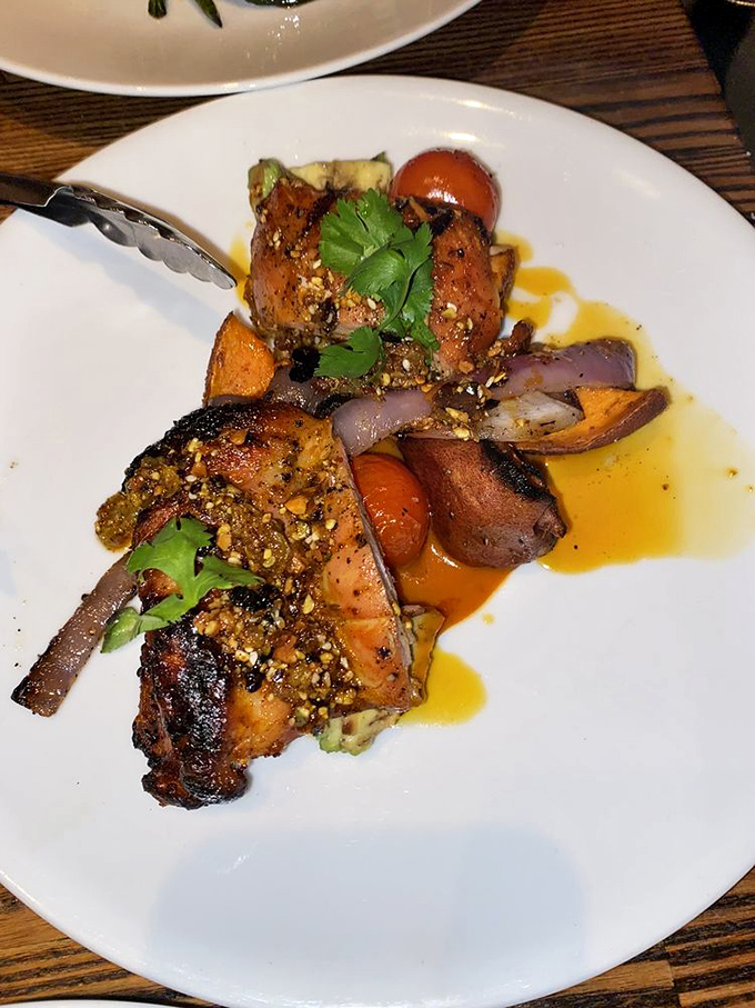 Perfectly cooked salmon meets colorful vegetables in a dish that's as beautiful as the Bay Area views&mdash;California on a plate.