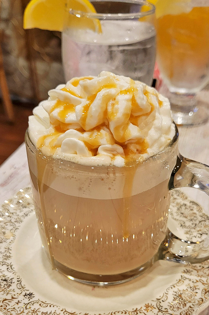 This isn't just a latte&mdash;it's a warm hug in a vintage teacup. The salted caramel topping melts into the foam like butter on hot pancakes.