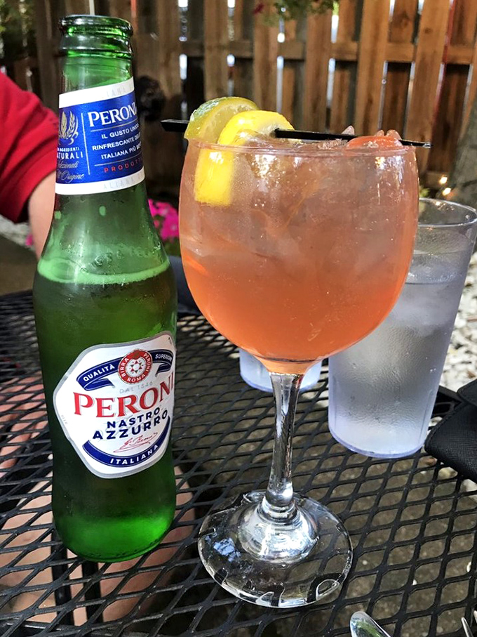 Nothing says "la dolce vita" quite like Peroni and a sunset-colored Sangria on Guarino's patio&mdash;summer in a glass.