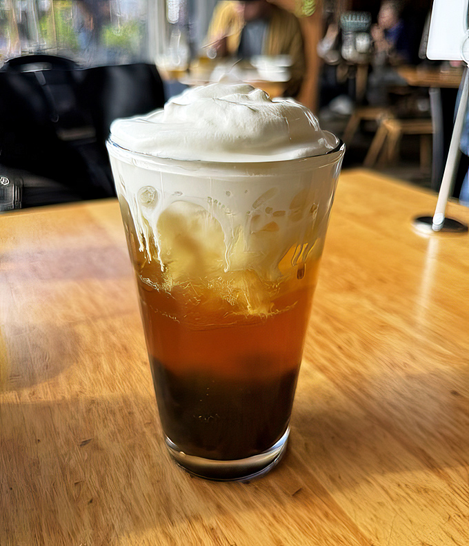 This isn't just tea—it's a textural adventure in a glass. The sea salt cream creates a savory-sweet foam mustache you'll wear with pride.