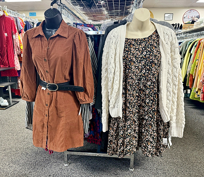 Outfit coordination made simple&mdash;that floral dress with cable-knit cardigan combo is begging for a fall coffee date or casual office day.