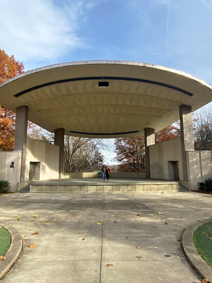 Seasongood Pavilion's modernist curves have hosted everything from Shakespeare to symphony, proving concrete can indeed be poetic.