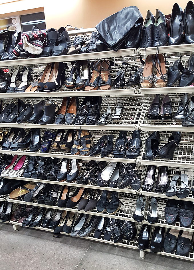 Shoe paradise! From practical flats to night-on-the-town heels, all waiting for their Cinderella moment with a new owner.
